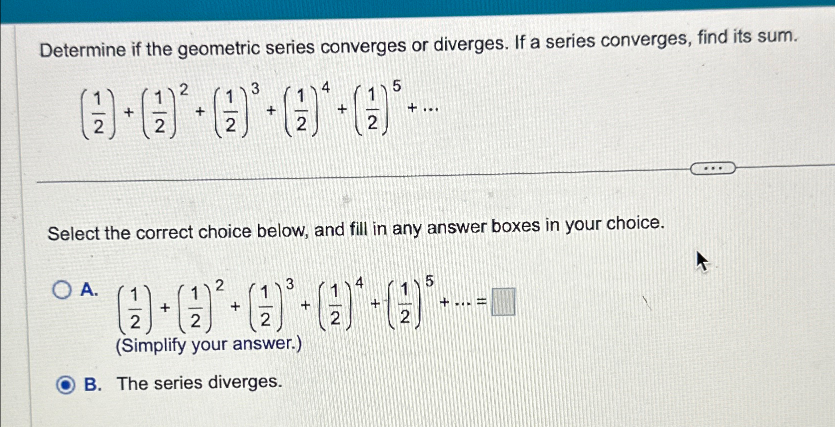 Solved Determine if the geometric series converges or | Chegg.com