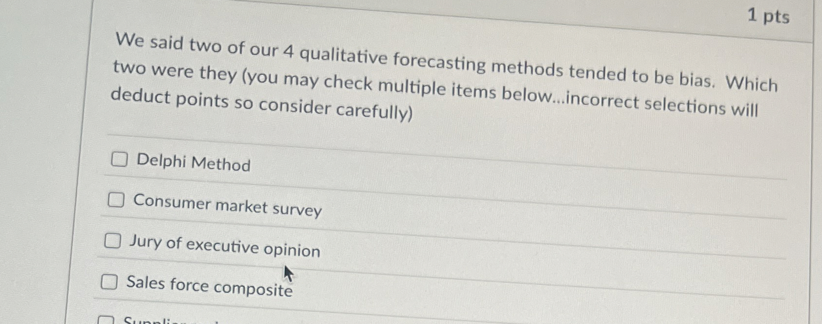 Solved We said two of our 4 ﻿qualitative forecasting methods | Chegg.com