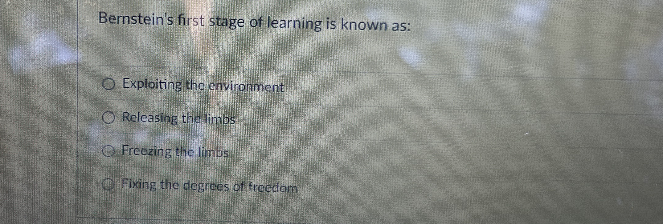 Solved Bernstein's first stage of learning is known | Chegg.com