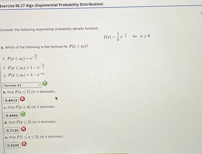 Solved Consider the following exponential probability | Chegg.com
