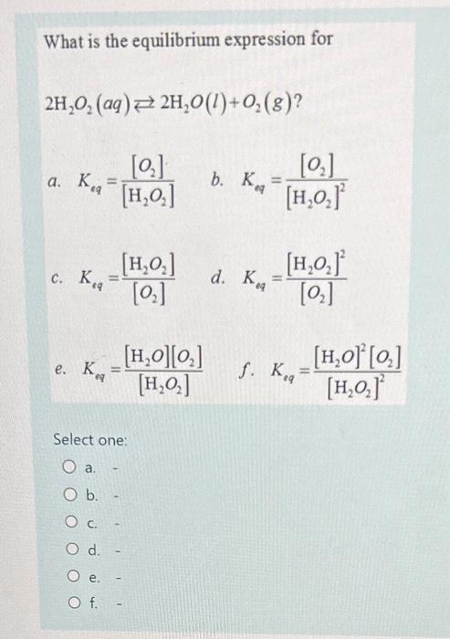 Solved What is the equilibrium expression for | Chegg.com