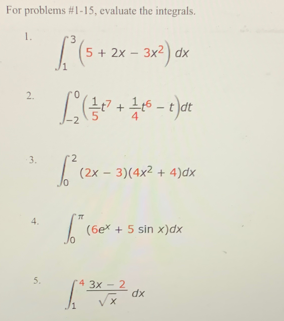 Solved For problems #1-15, ﻿evaluate the | Chegg.com
