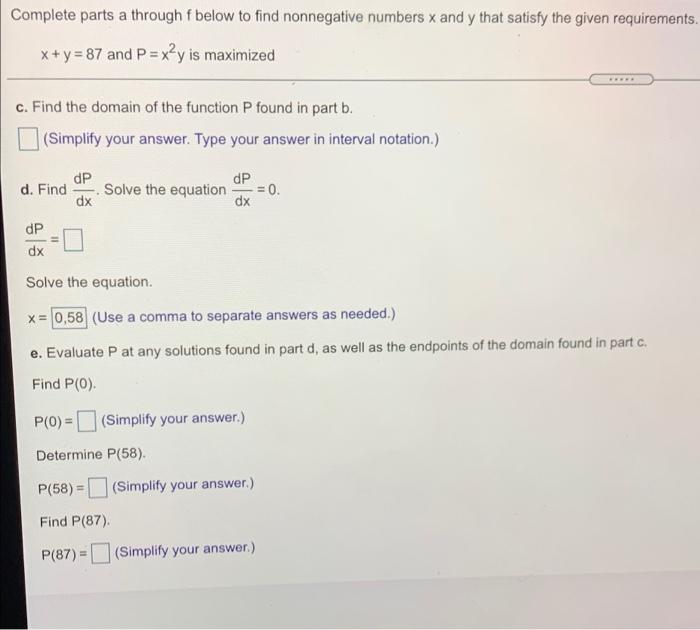 Solved Complete parts a through f below to find nonnegative | Chegg.com