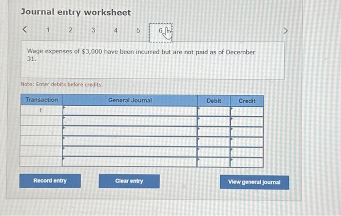 Solved Journal entry worksheet 6 The Supplies account had a | Chegg.com