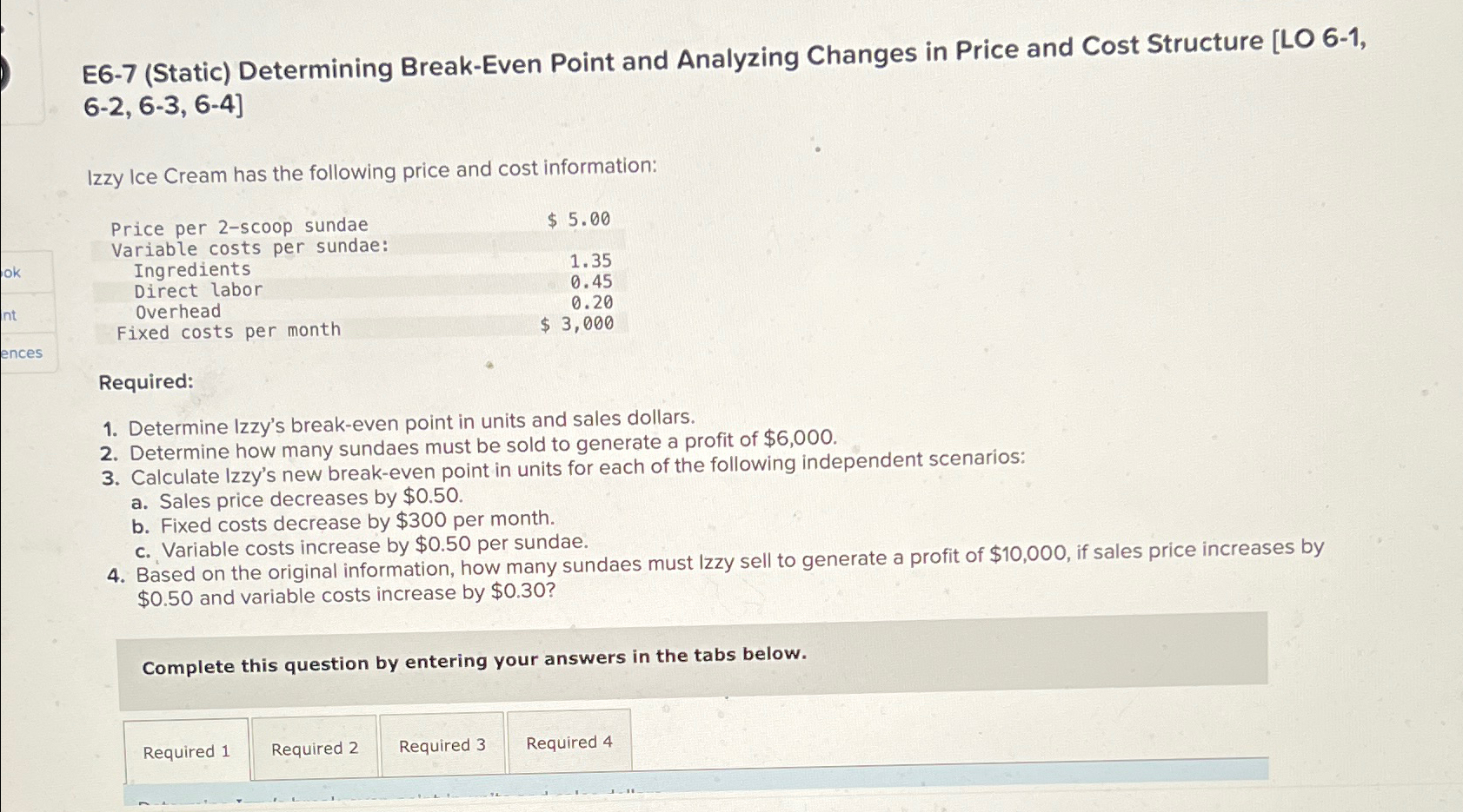 Solved E6-7 (Static) ﻿Determining Break-Even Point and | Chegg.com
