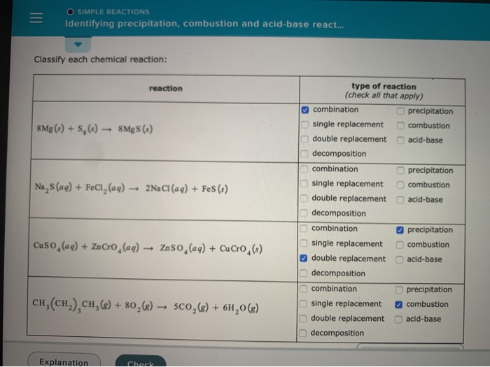 Solved O Simple Reactions Identifying Precipitation