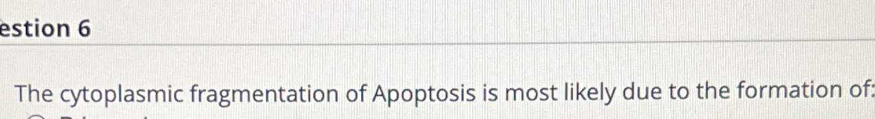 Solved The cytoplasmic fragmentation of Apoptosis is most | Chegg.com