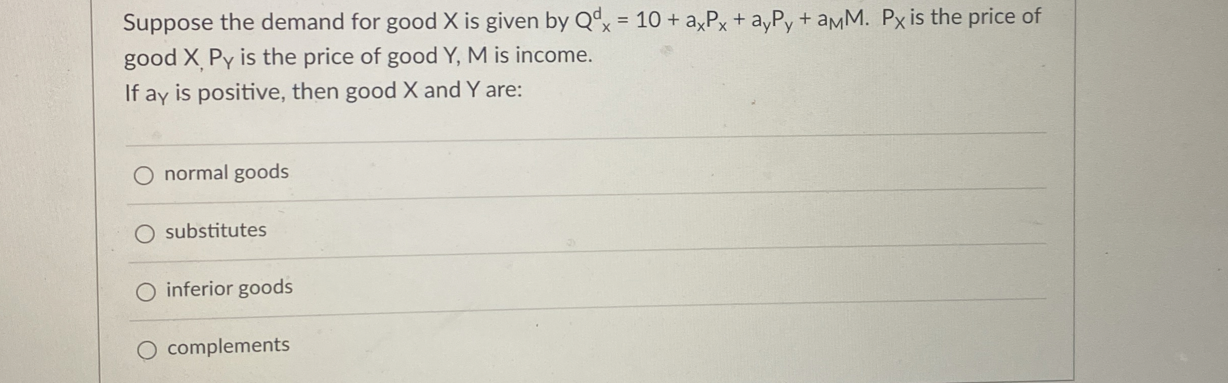 Solved Suppose the demand for good x ﻿is given by | Chegg.com