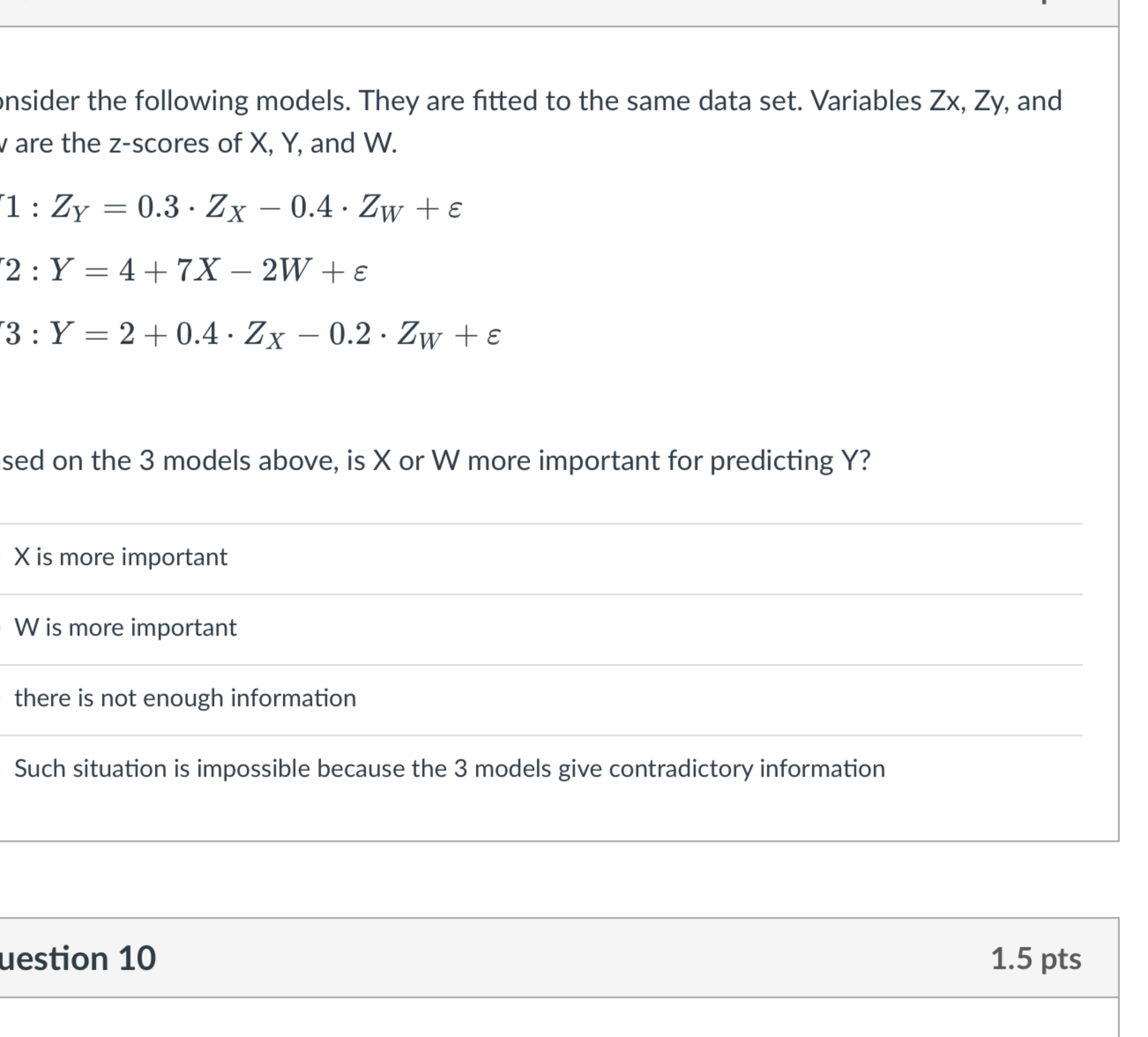 Solved nsider the following models. They are fitted to the | Chegg.com
