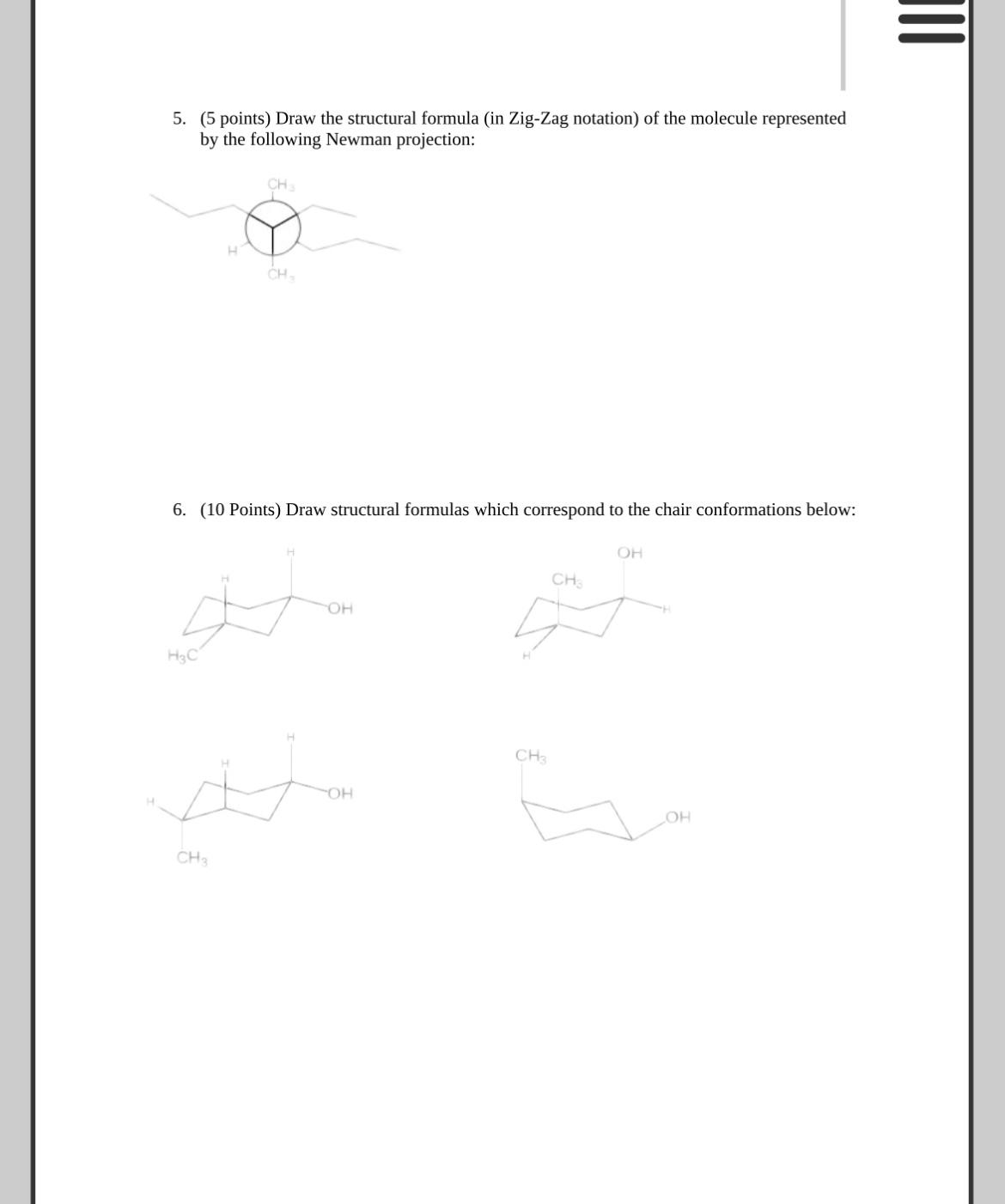 Solved (5 ﻿points) ﻿Draw the structural formula (in Zig-Zag | Chegg.com