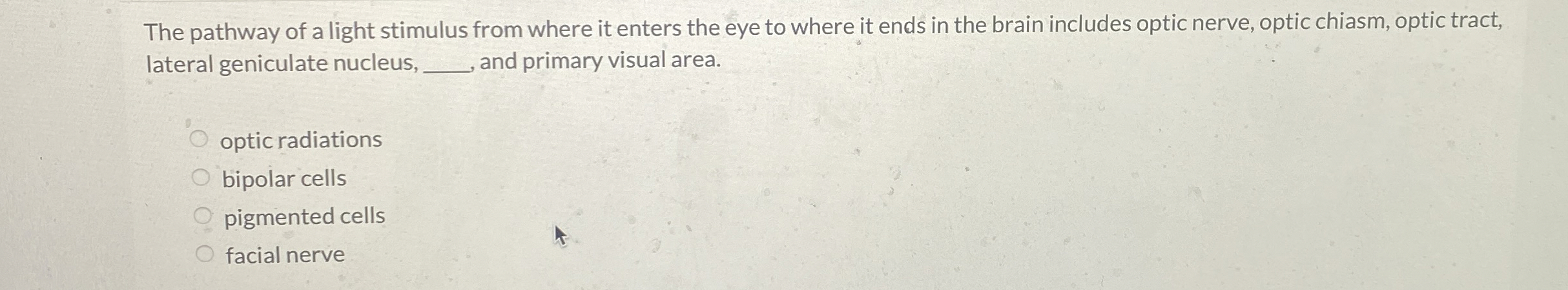 Solved The pathway of a light stimulus from where it enters | Chegg.com