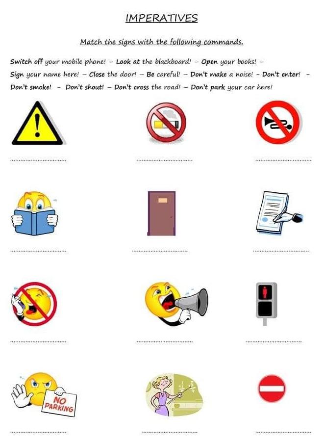 Solved IMPERATIVES Match the signs with the following | Chegg.com