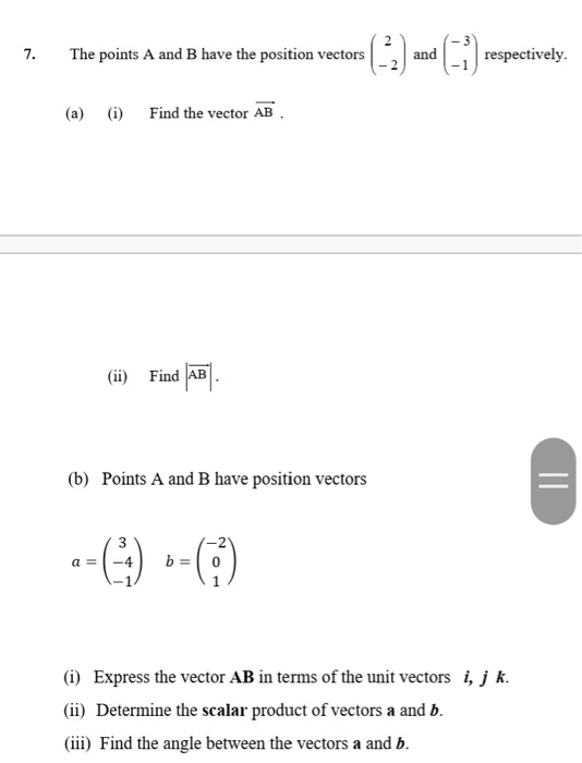 Solved 2 7. The points A and B have the position vectors and | Chegg.com