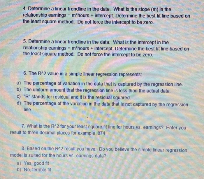 Determine a linear trendline in the data. What is the | Chegg.com