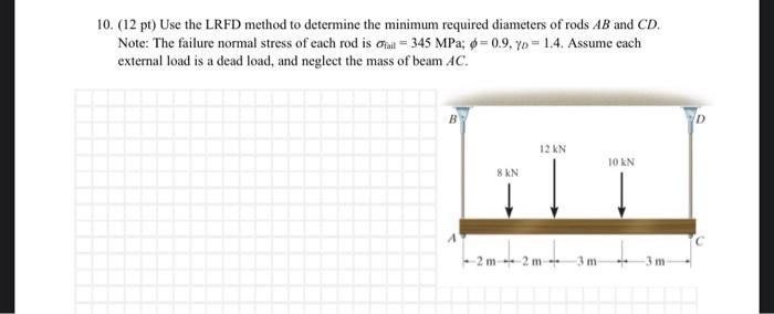Solved 10. (12 pt) Use the LRFD method to determine the | Chegg.com