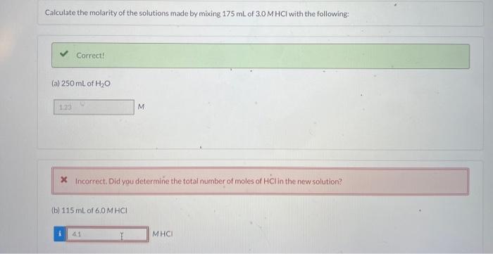 Solved Calculate the molarity of the solutions made by | Chegg.com