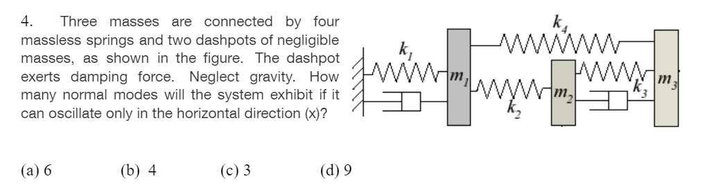 [solved] Three Masses Are Connected By Four Massless Spring