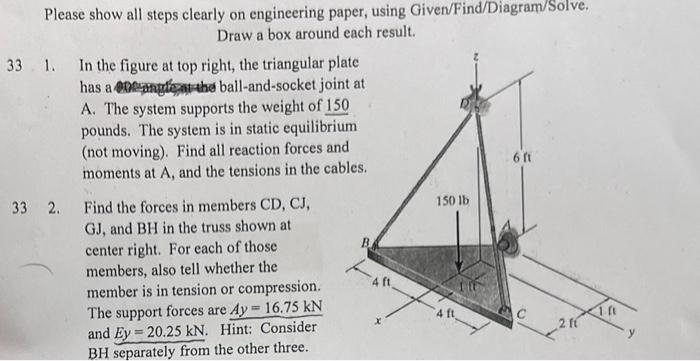 Please show all steps clearly on engineering paper, | Chegg.com