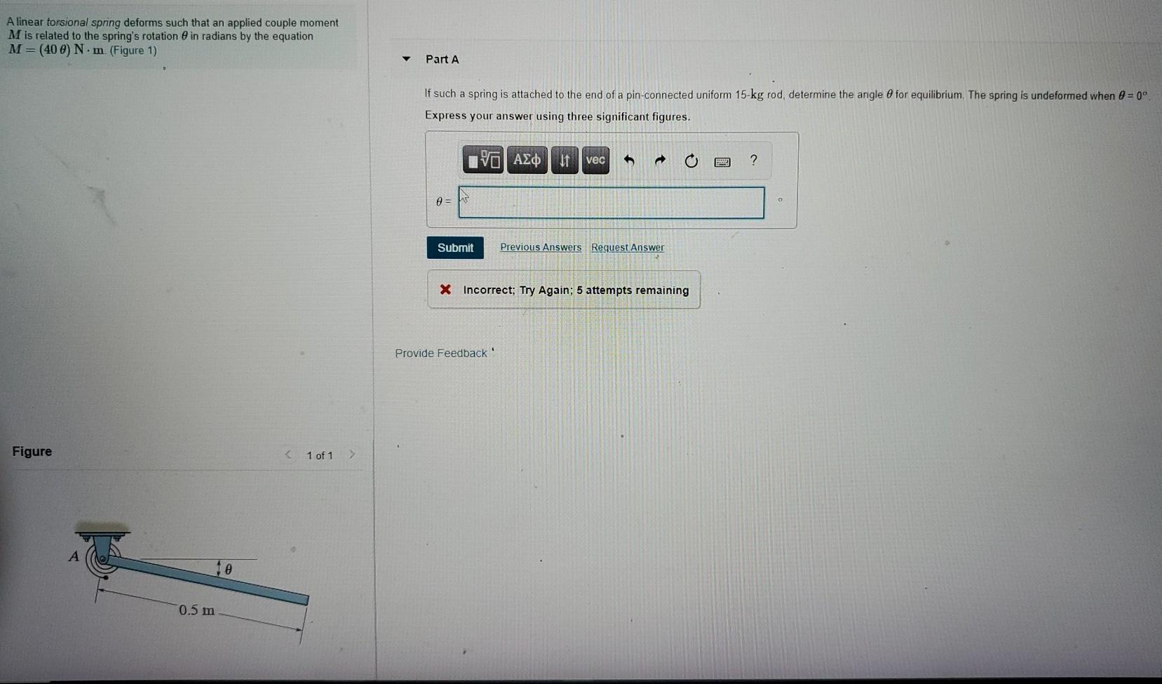 Solved A linear torsional spring deforms such that an | Chegg.com