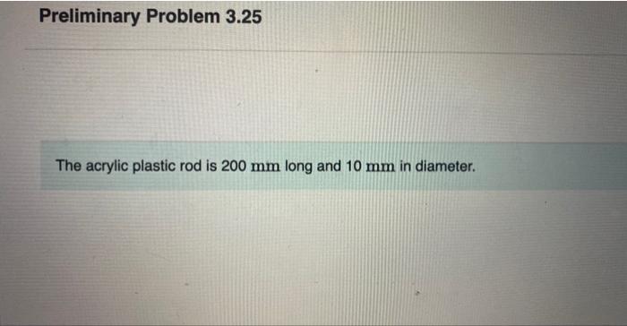 Solved The acrylic plastic rod is 200 mm long and 10 mm in | Chegg.com