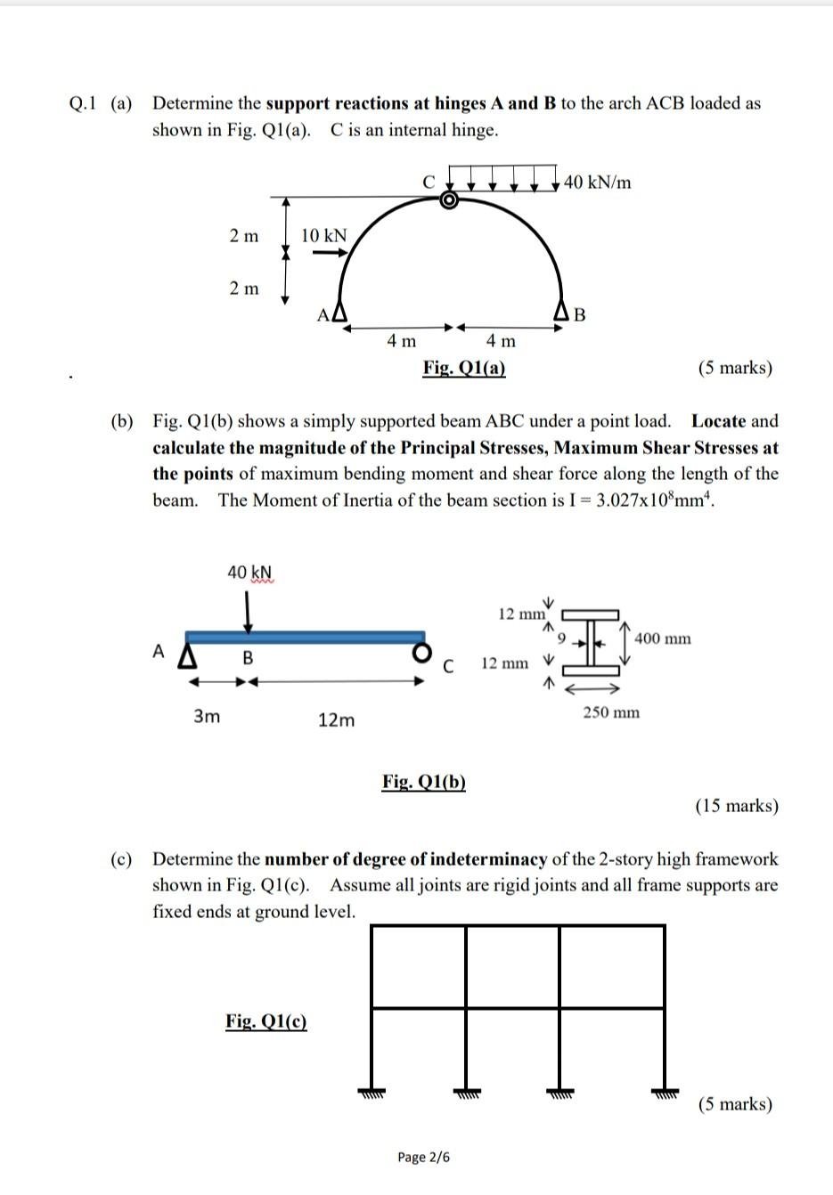 Solved Q.1 (a) Determine the support reactions at hinges A | Chegg.com