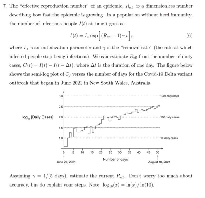 Solved 7. The "effective reproduction number” of an | Chegg.com