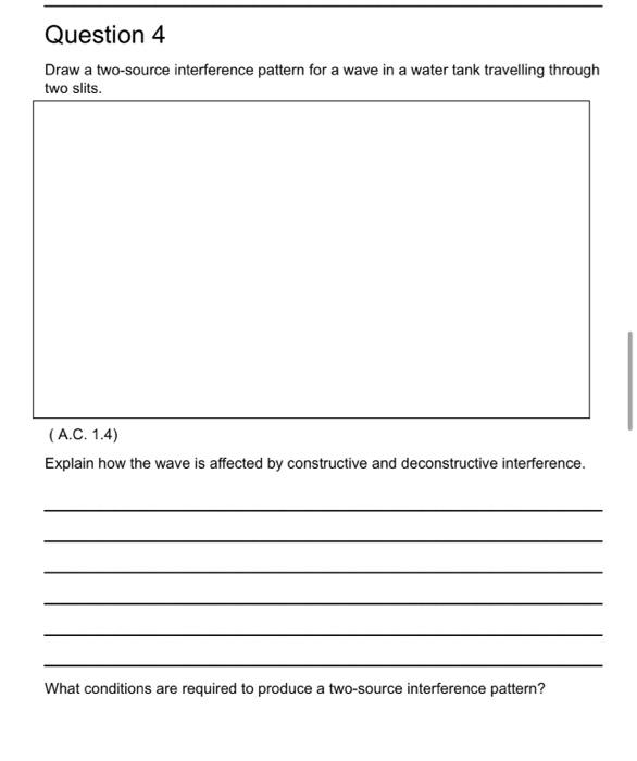 Solved Question 4 Draw a two-source interference pattern for | Chegg.com