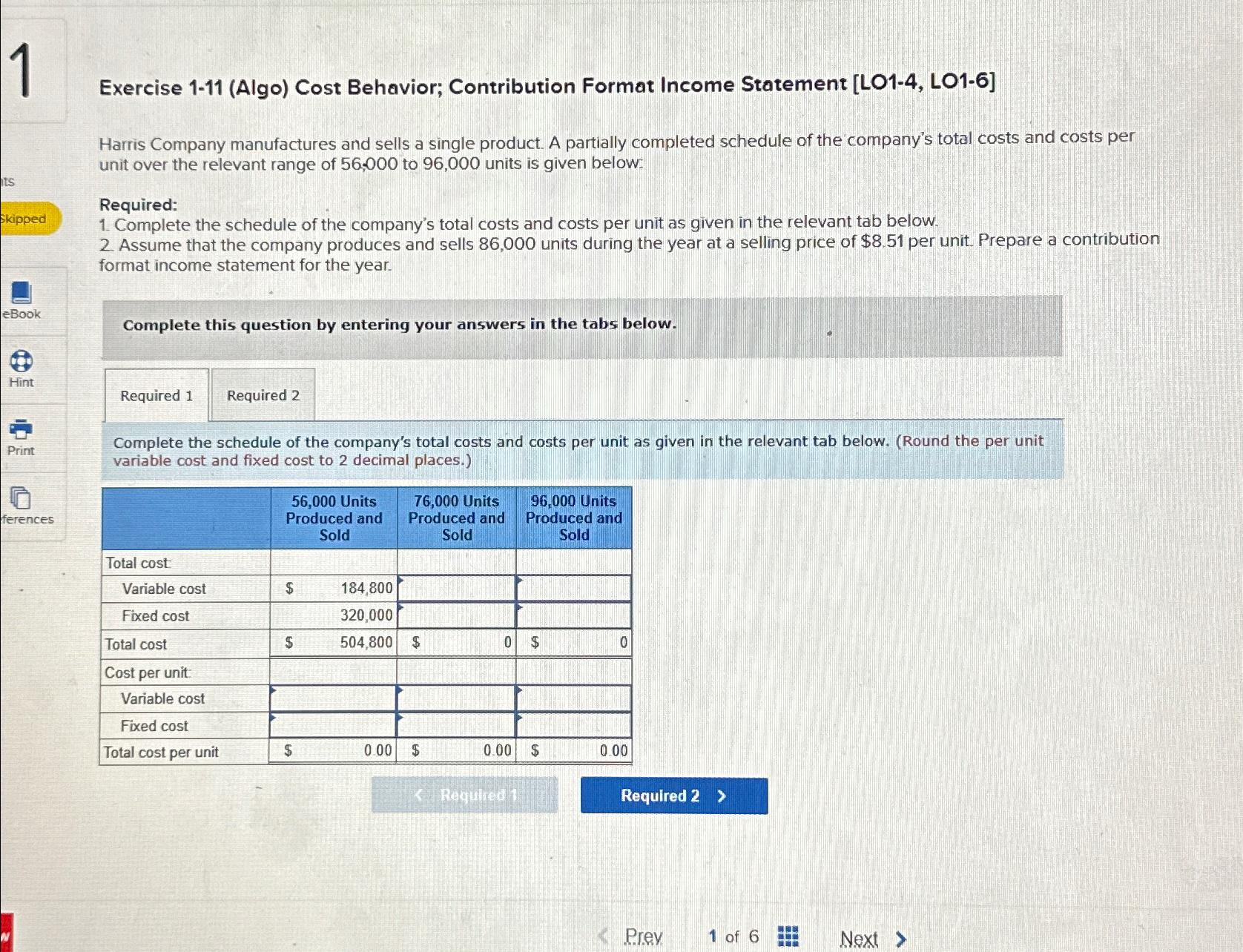 Solved Exercise 1-11 (Algo) ﻿Cost Behavior; Contribution | Chegg.com