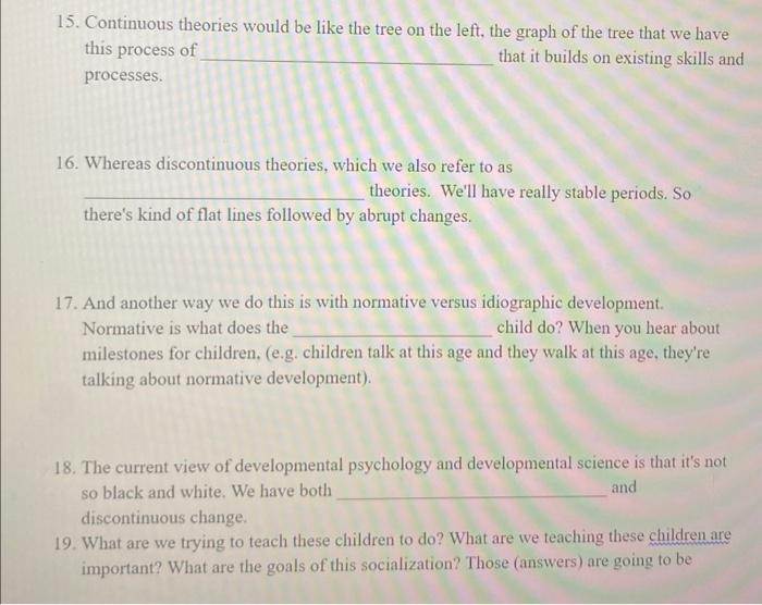 Solved 15. Continuous theories would be like the tree on the | Chegg.com