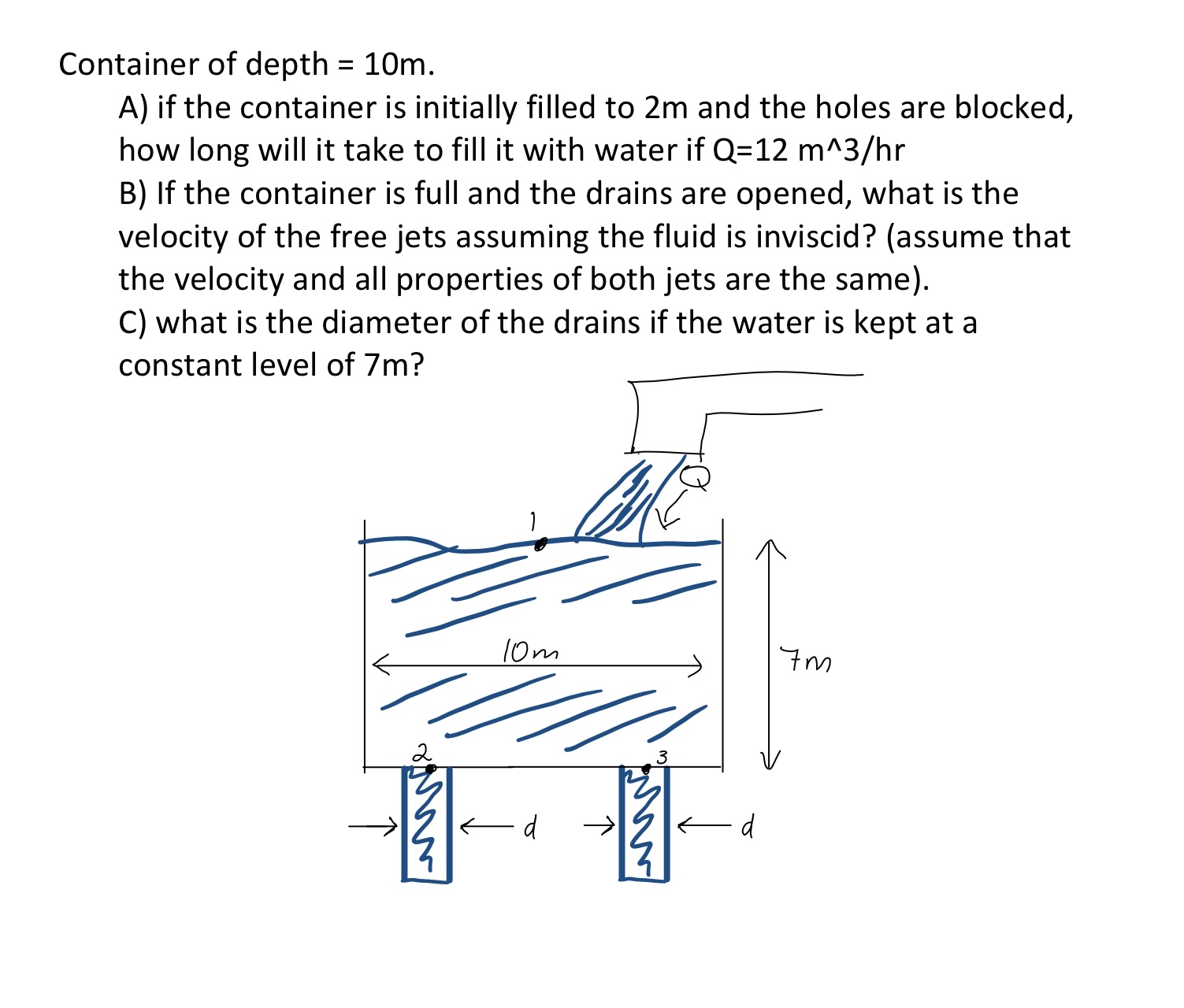 Solved Container of depth =10m.A) ﻿if the container is | Chegg.com