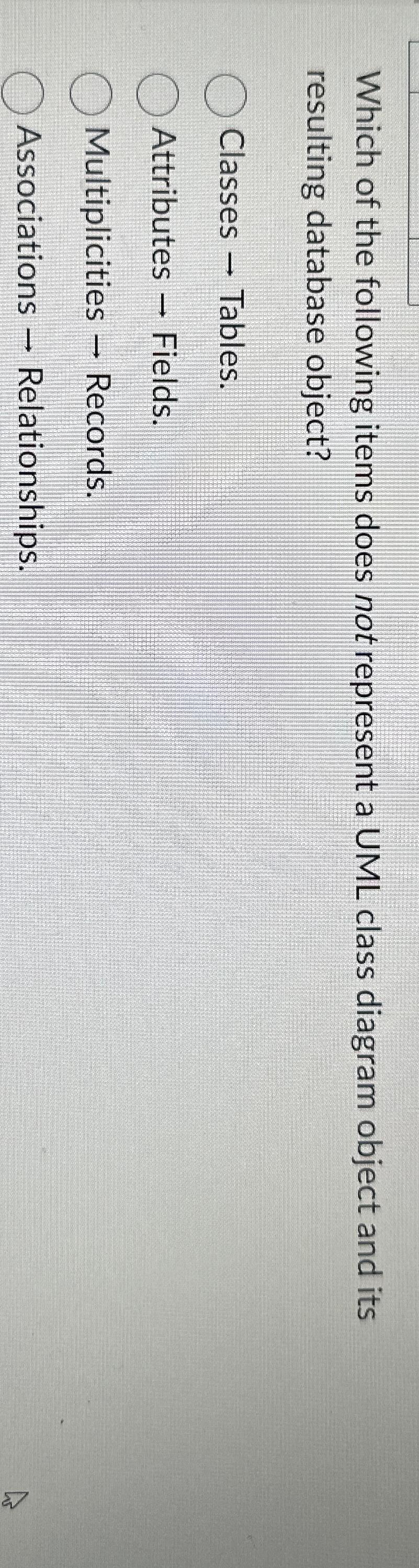 Solved Which of the following items does not represent a UML | Chegg.com