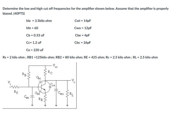 Solved Determine the low and high cut off frequencies for | Chegg.com
