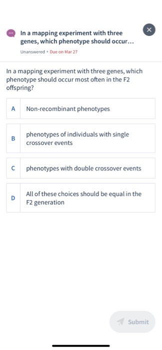 Solved In a mapping experiment with three genes, which | Chegg.com