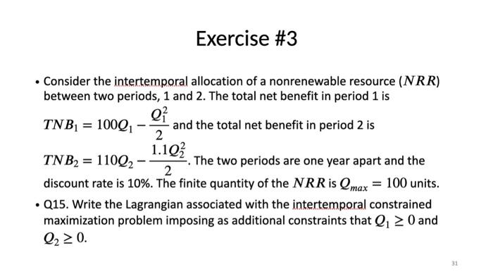 Solved - Consider the intertemporal allocation of a | Chegg.com