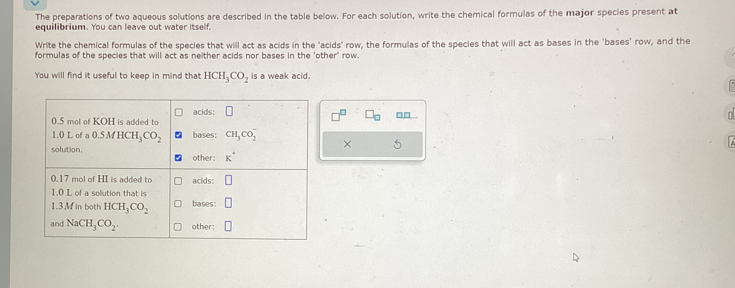 Solved The preparations of two aqueous solutions are | Chegg.com