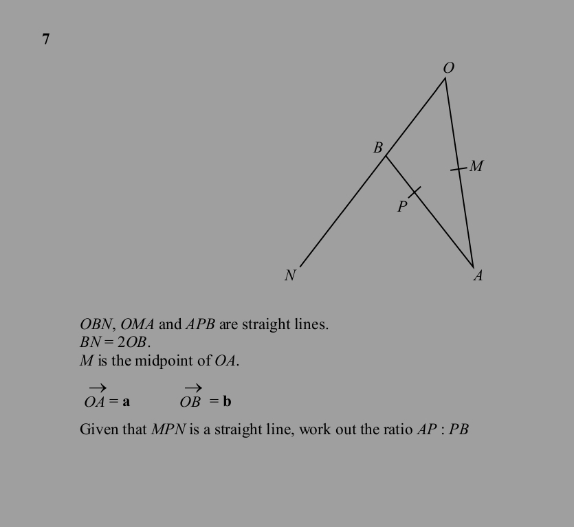 Solved 7OBN,OMA and APB are straight lines.BN=2OB.M ﻿is the | Chegg.com