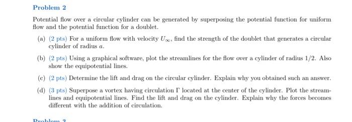 Solved Potential flow over a circular cylinder can be | Chegg.com