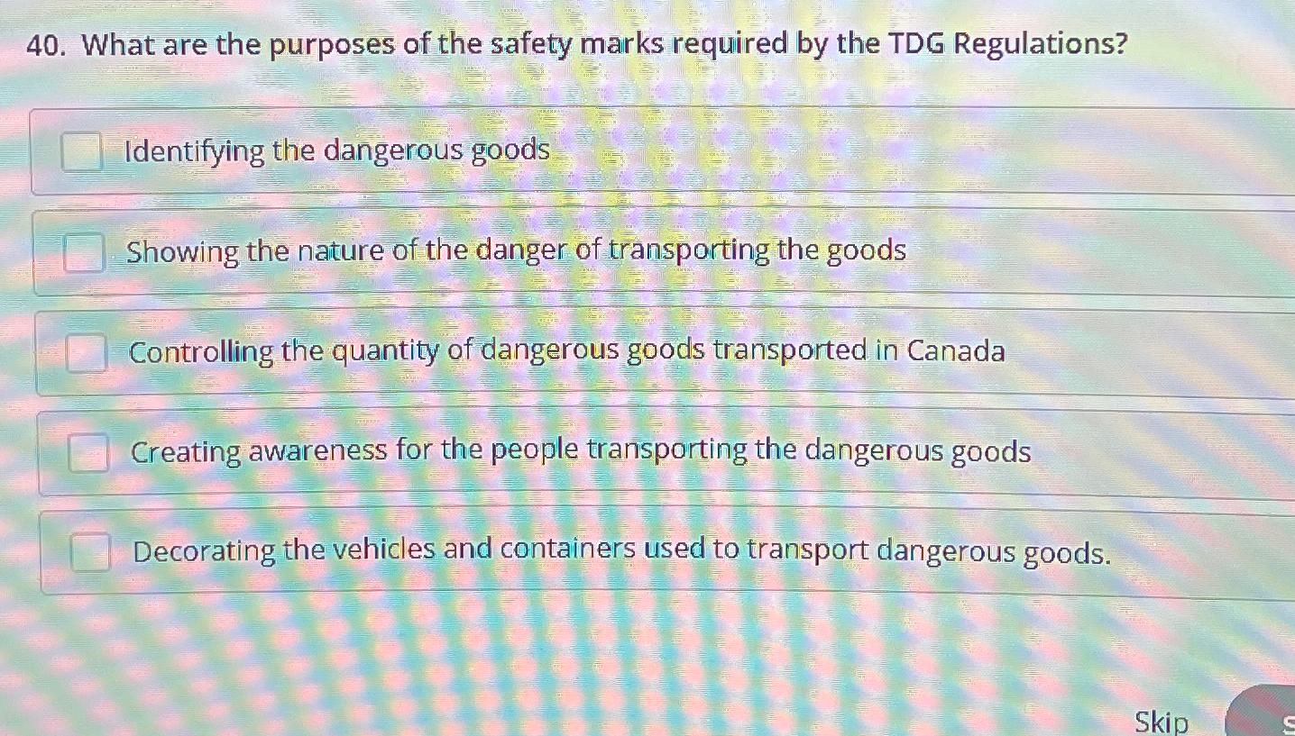 Solved What are the purposes of the safety marks required by | Chegg.com