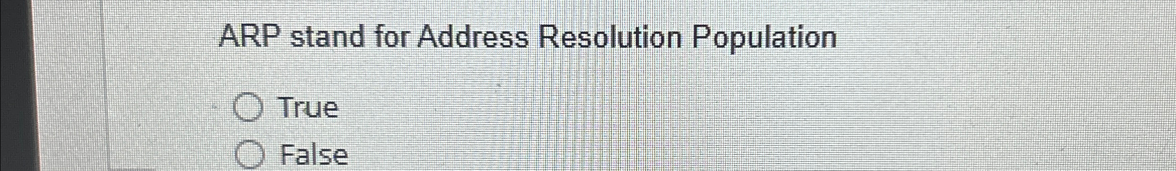 Solved ARP stand for Address Resolution PopulationTrueFalse | Chegg.com