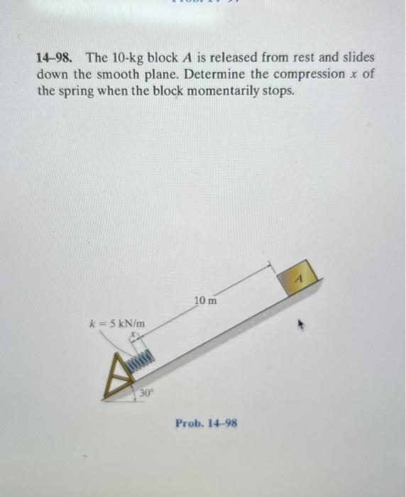 Solved 14-98. The 10−kg block A is released from rest and | Chegg.com