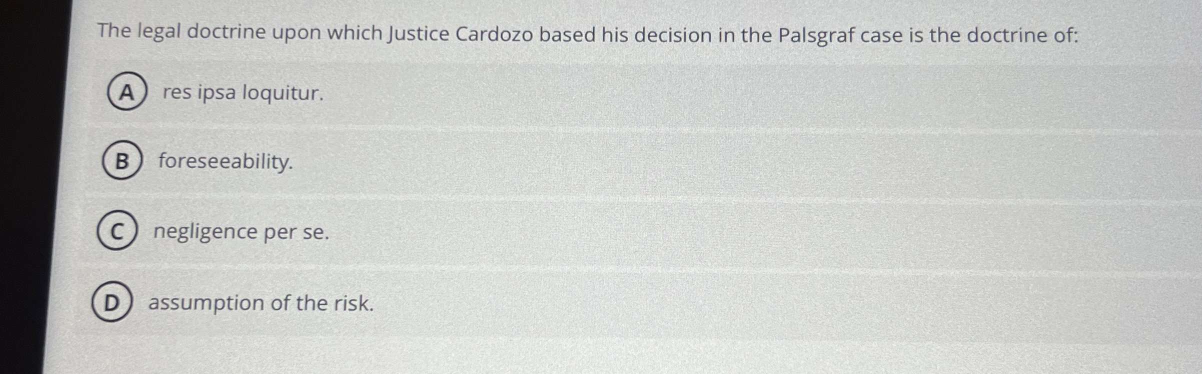 Solved The legal doctrine upon which Justice Cardozo based | Chegg.com