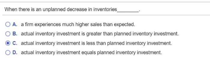Solved When there is an unplanned decrease in inventories O | Chegg.com