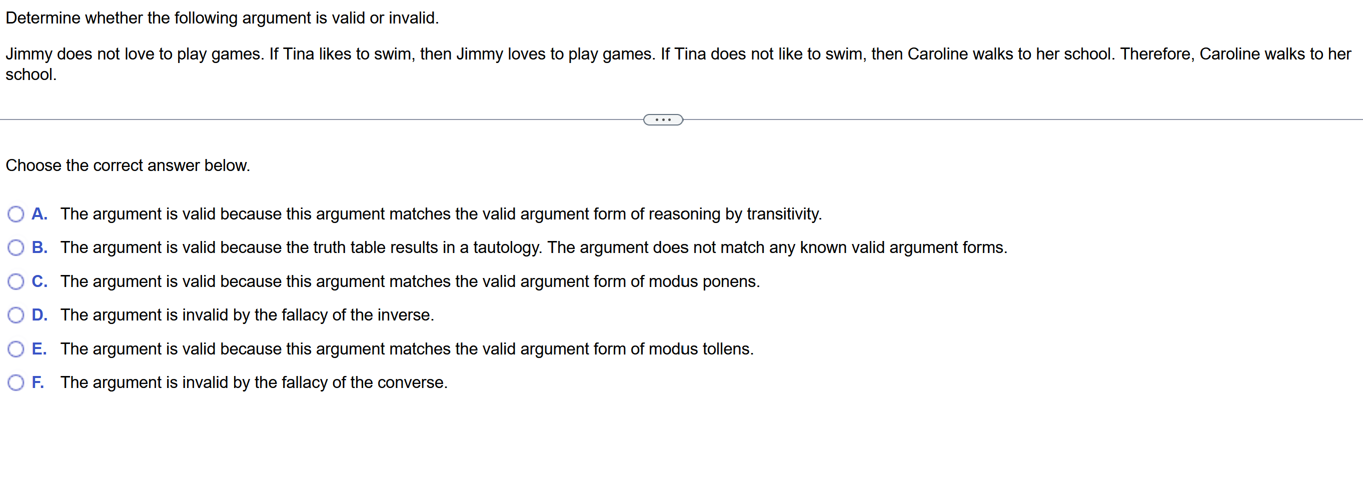 Solved Determine whether the following argument is valid or | Chegg.com