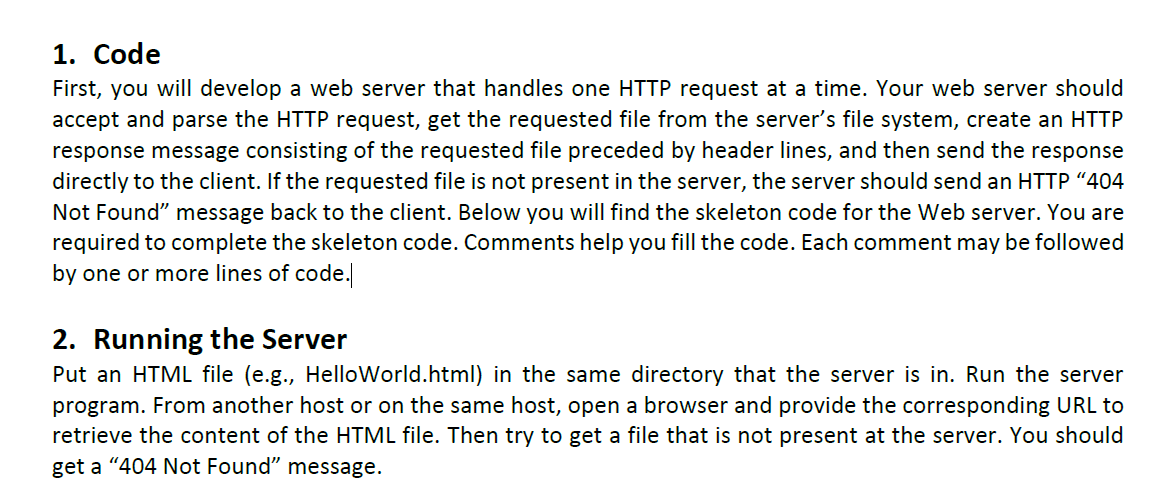 Solved CodeFirst, you will develop a web server that handles | Chegg.com