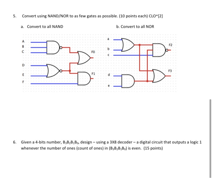 Solved 5. Convert using NAND/NOR to as few gates as | Chegg.com