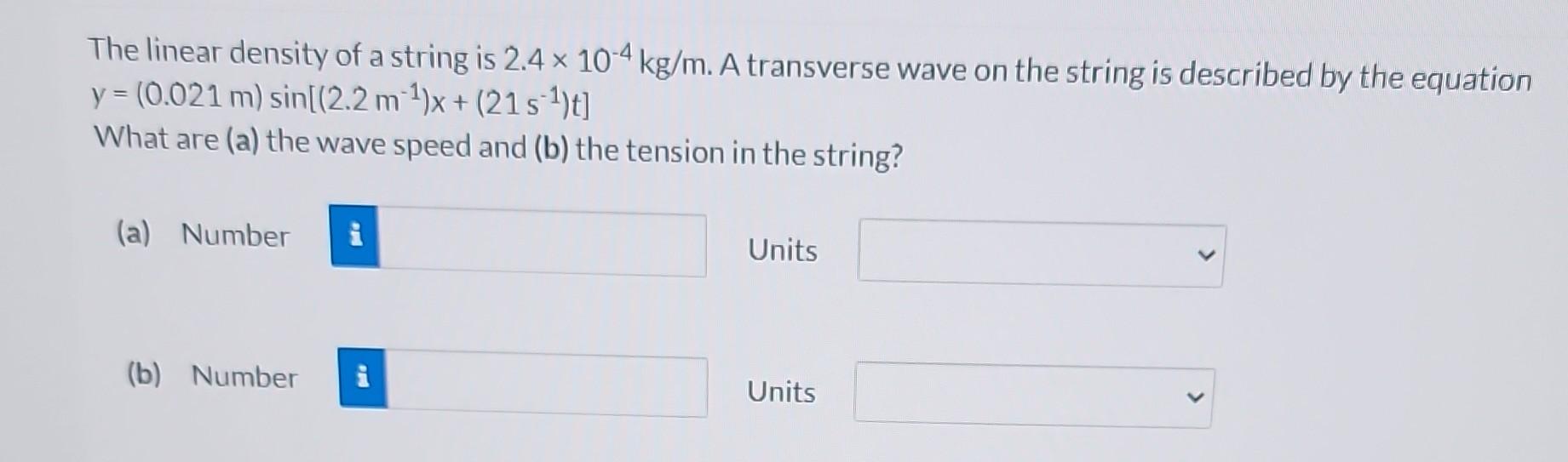 Solved The linear density of a string is 2.4×10−4 kg/m. A | Chegg.com