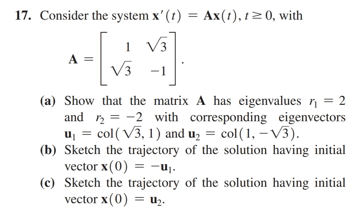 Solved Consider the system x'(t)=Ax(t),t≥0, | Chegg.com