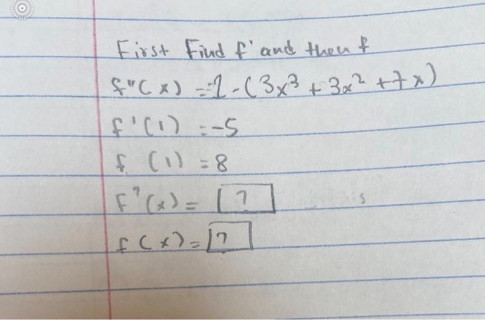 Solved First Find f′ and then f | Chegg.com