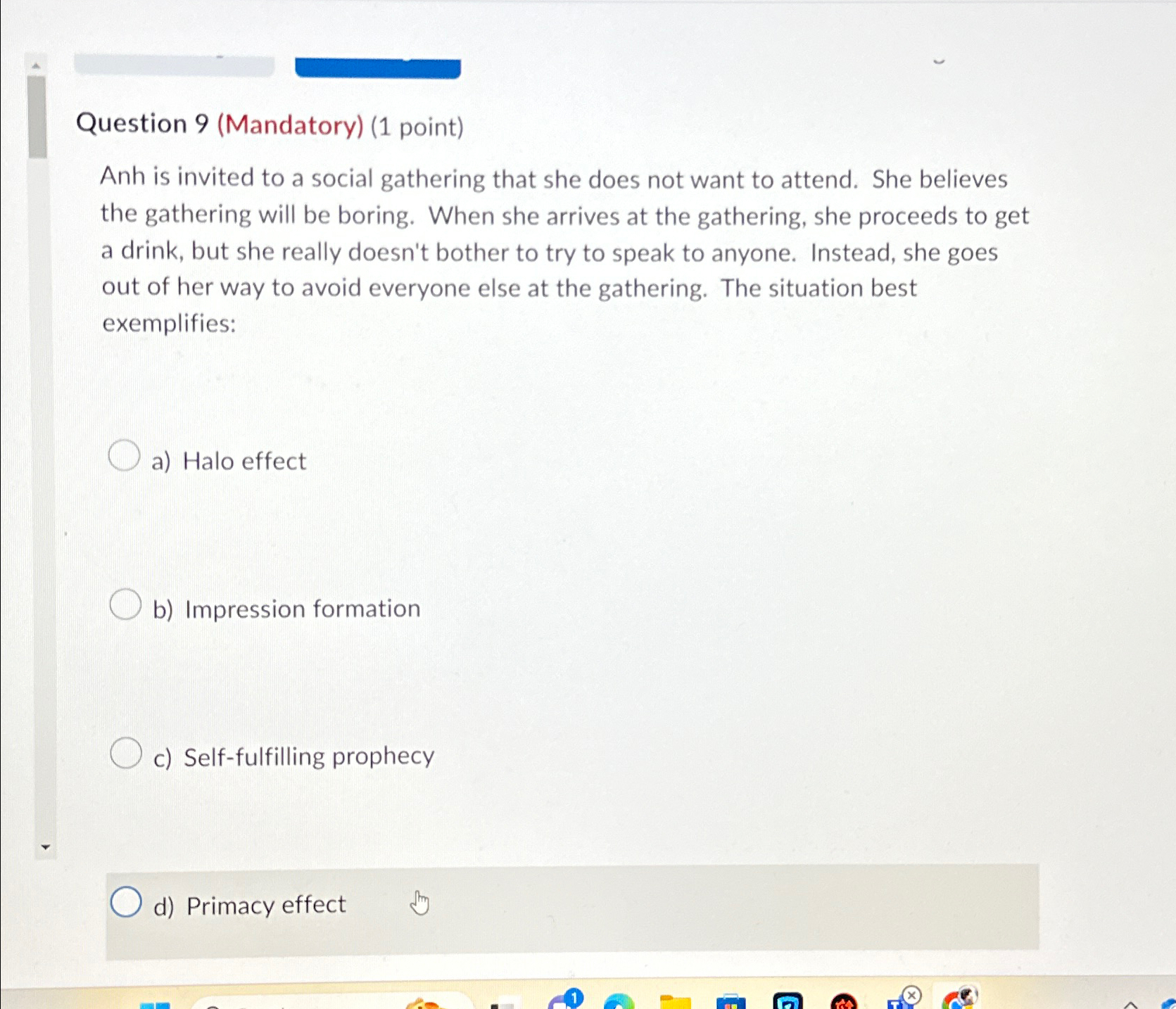 Solved Question 9 (Mandatory) (1 ﻿point)Anh is invited to a | Chegg.com