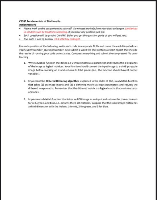 Solved CS385 Fundamentals of Multimedia Assignment 11 - | Chegg.com